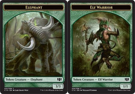 Elephant Token 022 | Elf Warrior Token 024 - C14 – Troll and Toad