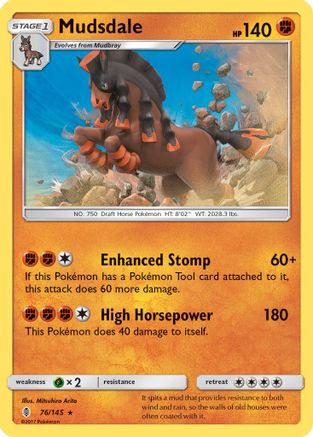 Mudsdale - 76/145 - Holo Rare Reverse Holo – Troll and Toad