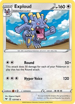 Exploud - 137/185 - Rare Reverse Holo – Troll and Toad